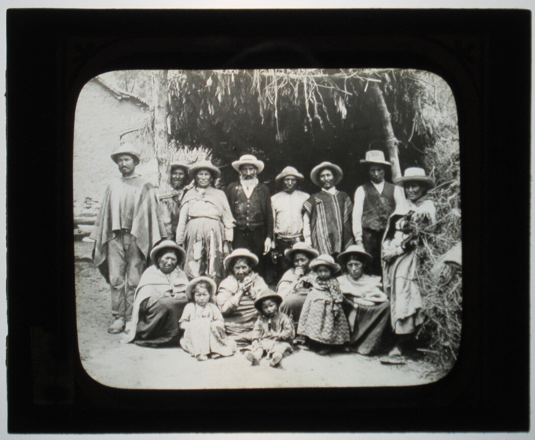 Vintage Indigenous Peruvians Cholos Group Photo on Glass Lantern Slide ...