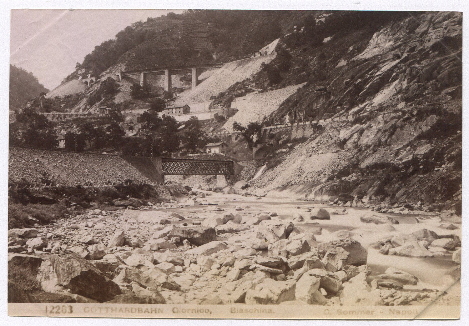 ORNATE RAIL BRIDGE OVER ROCKY RIVER BED. UNMOUNTED ALBUMEN. – Bernie's ...